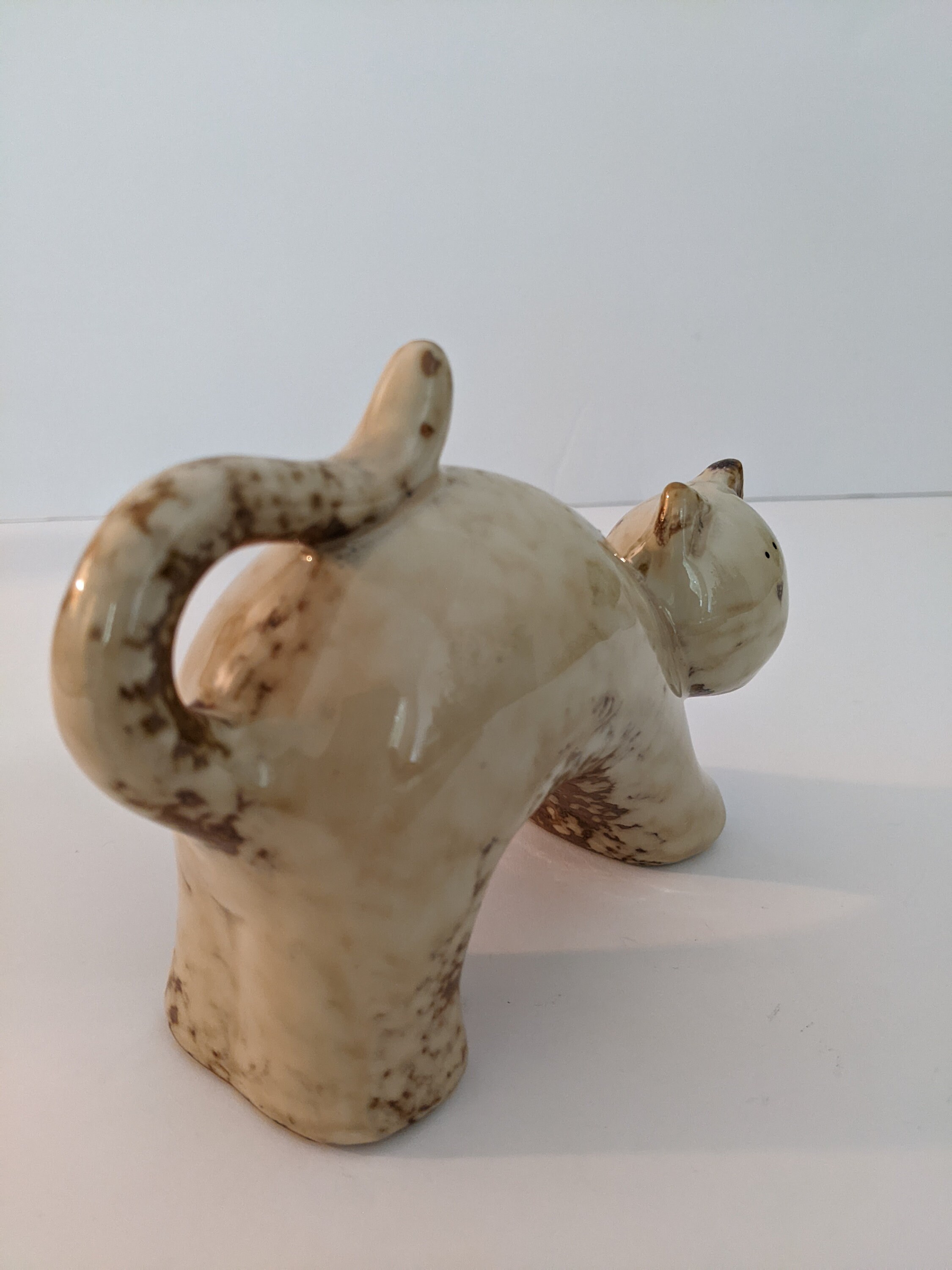 Vintage 1980s Studio Pottery Cat Figurine Glazed Pottery Whimsical Cat ...