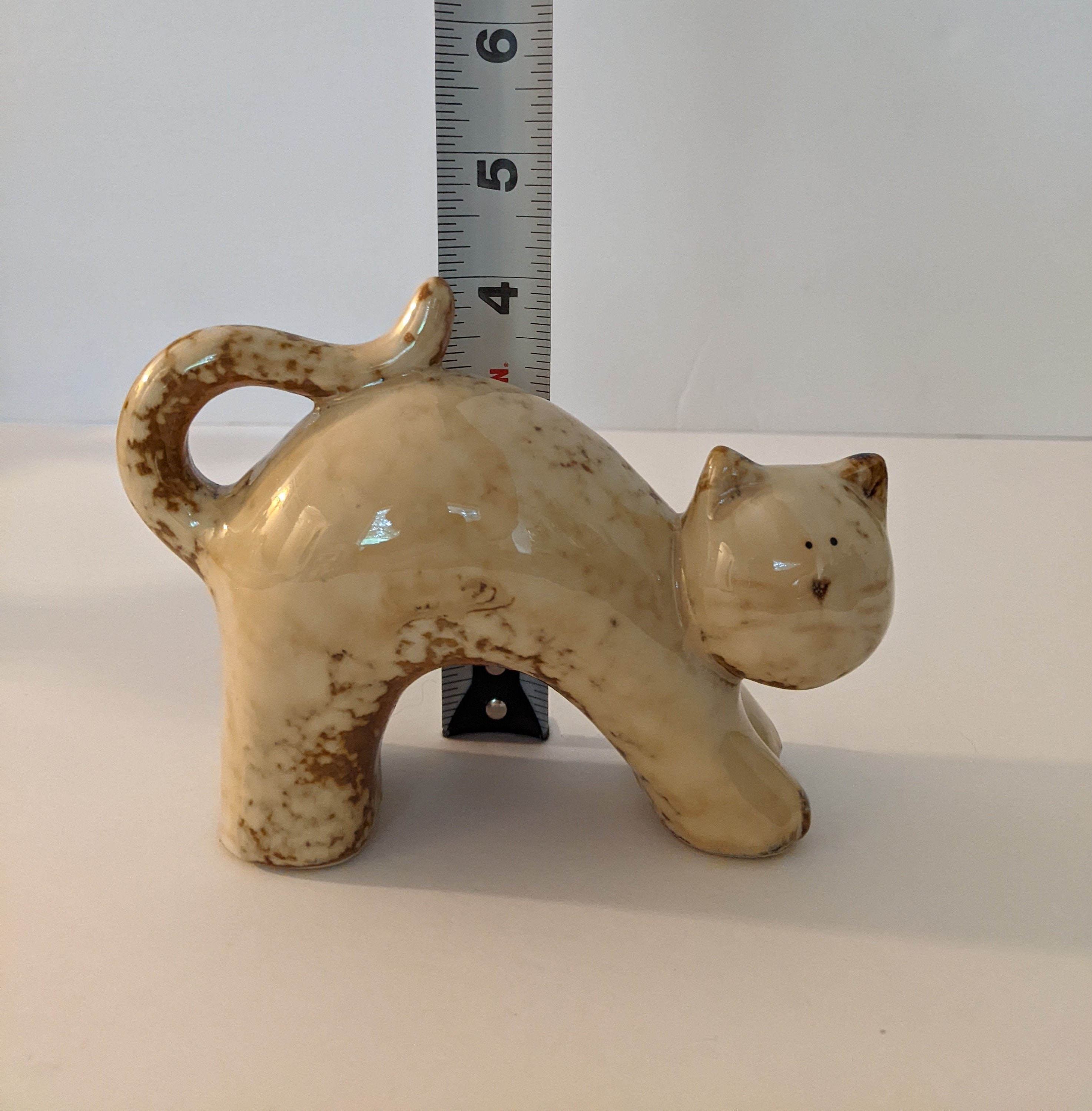 Vintage 1980s Studio Pottery Cat Figurine Glazed Pottery Whimsical Cat ...