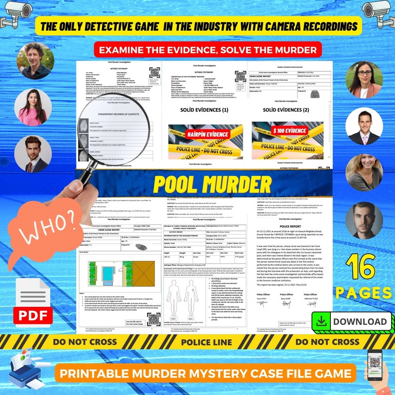 INSTANT DOWNLOAD Pool Murder Case File Detective Game Cold - Etsy