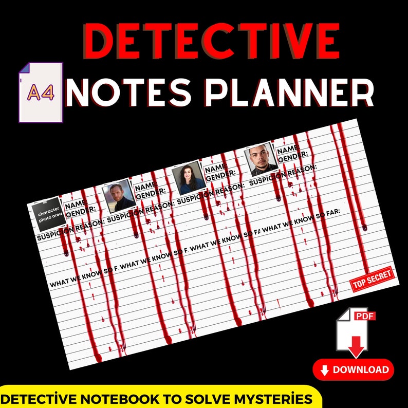 Detective Notes Planner, True Crime Detective Notebook,printable ...