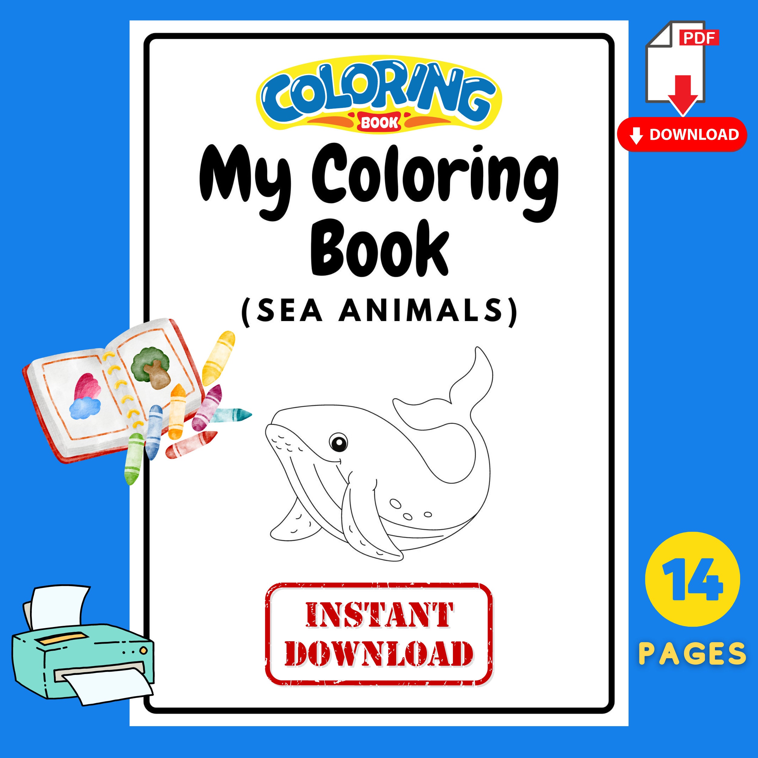 14 Printable Coloring Pages for Kids, Toddlers, Preschoolers, Coloring ...