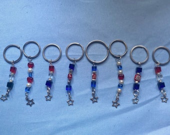 Red, White, and Blue With Red Tassel Keychain - Etsy