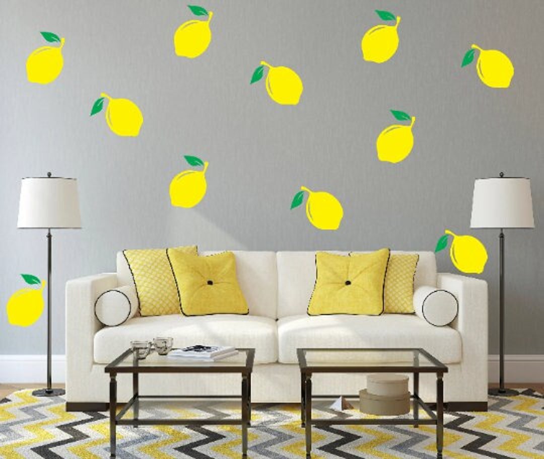 Lemon Stickers, Juicy Yellow Lemons, Removable Decals, Wall Sticker ...
