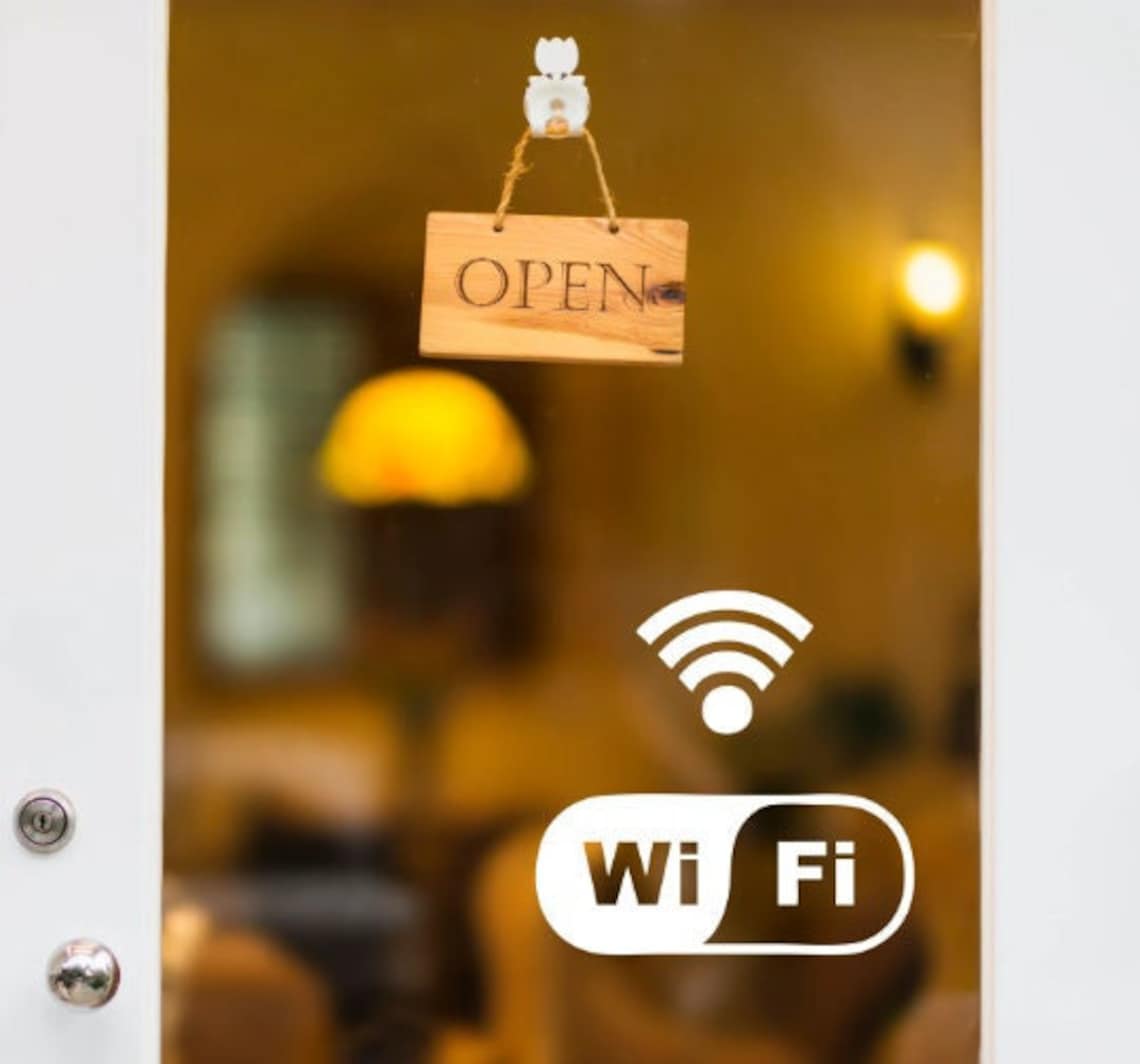Wifi Door Decal, Wifi Window Decal, Free Wifi Sticker, Custom ...