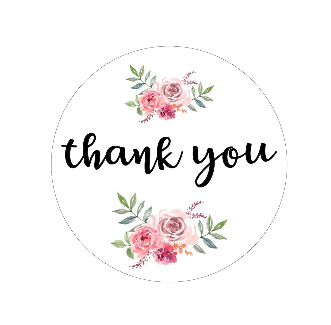 56 Thank You Stickers, Thank You Craft Label/sticker With Flowers - Etsy