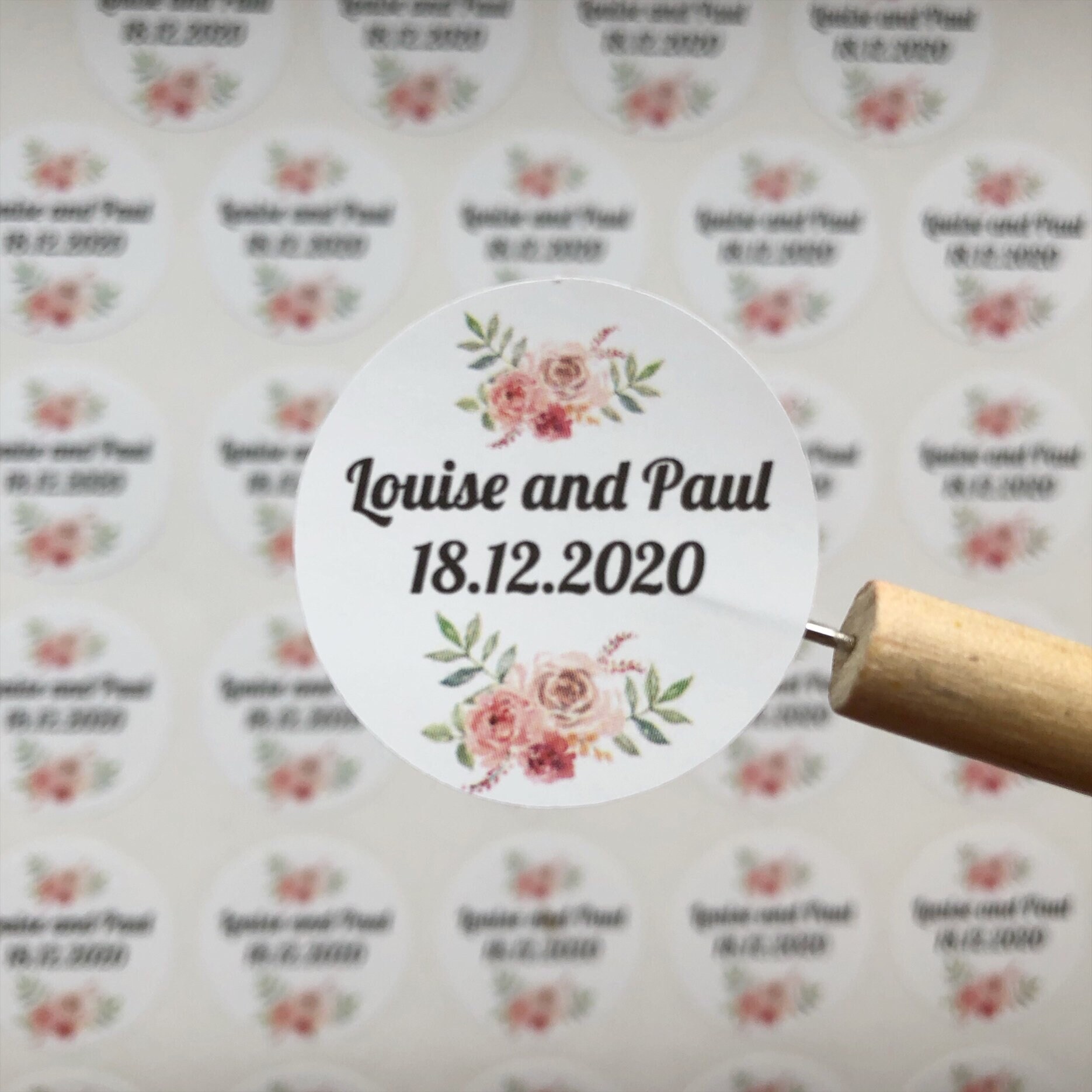 Personalised Round Wedding Stickers, Custom Stickers, Your Text ...