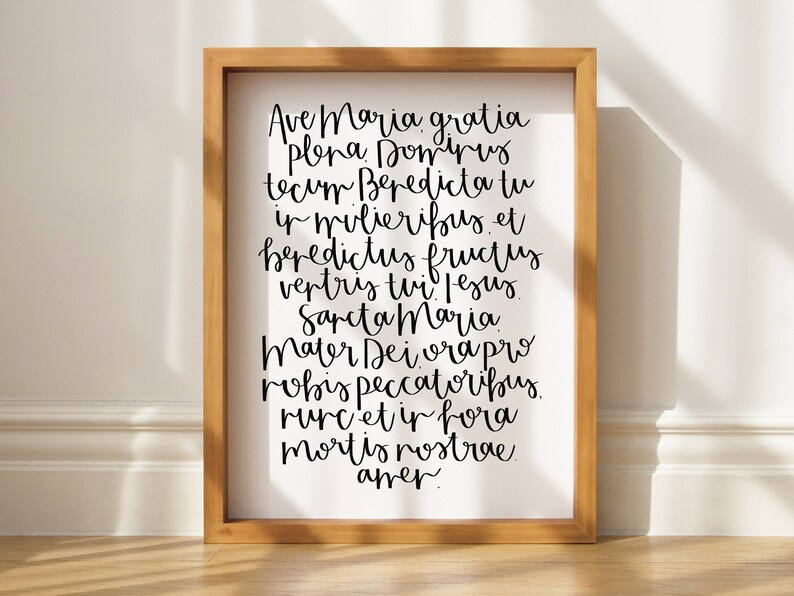Ave Maria Prayer Print Digital Download | Hail Mary, Catholic Prayer ...