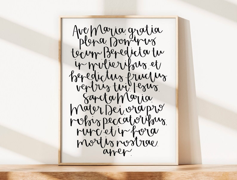 Ave Maria Prayer Print Digital Download | Hail Mary, Catholic Prayer ...