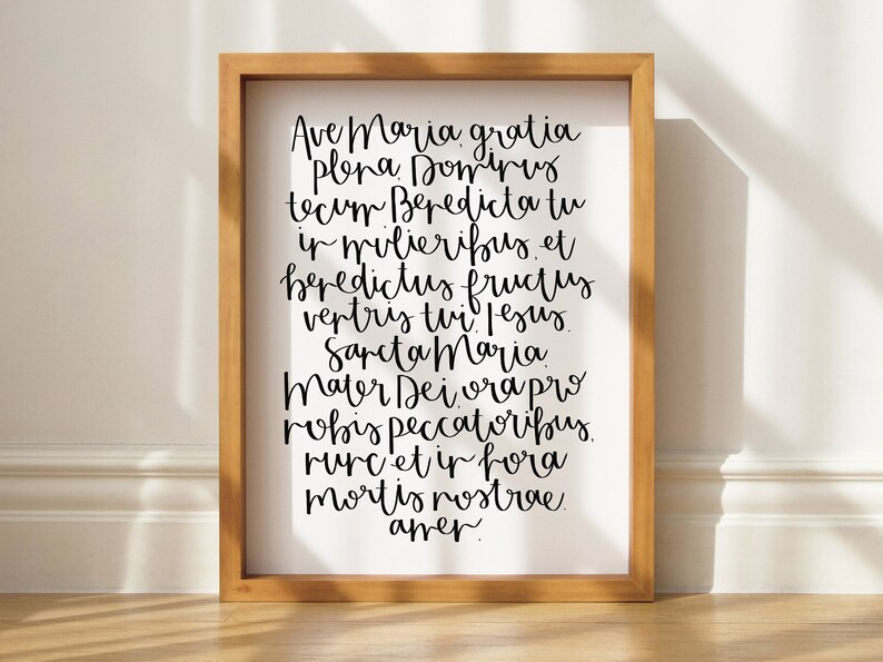 Ave Maria Prayer Print Digital Download Hail Mary Catholic - Etsy