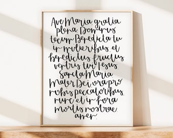 Ave Maria Prayer Printable Ave Maria Wall Art Ave Maria - Etsy