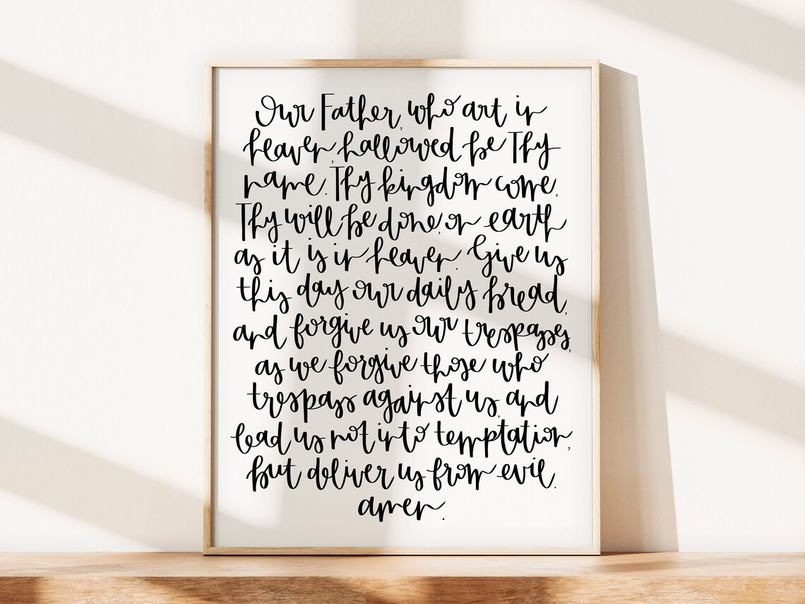 Our Father Prayer Print Digital Download Catholic Prayer Print ...