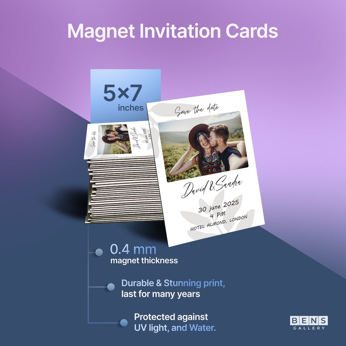 Custom Wedding Invitation on Magnet | 5x7 Inch Magnetic Save the Date ...