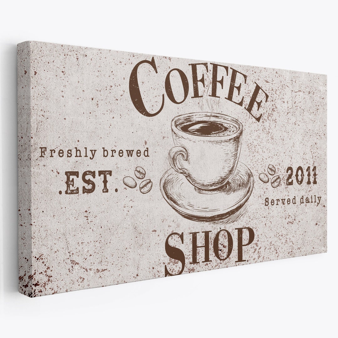 Coffee Shop Sign – Custom Text Home Sign Modern Wall Art, Living Room ...