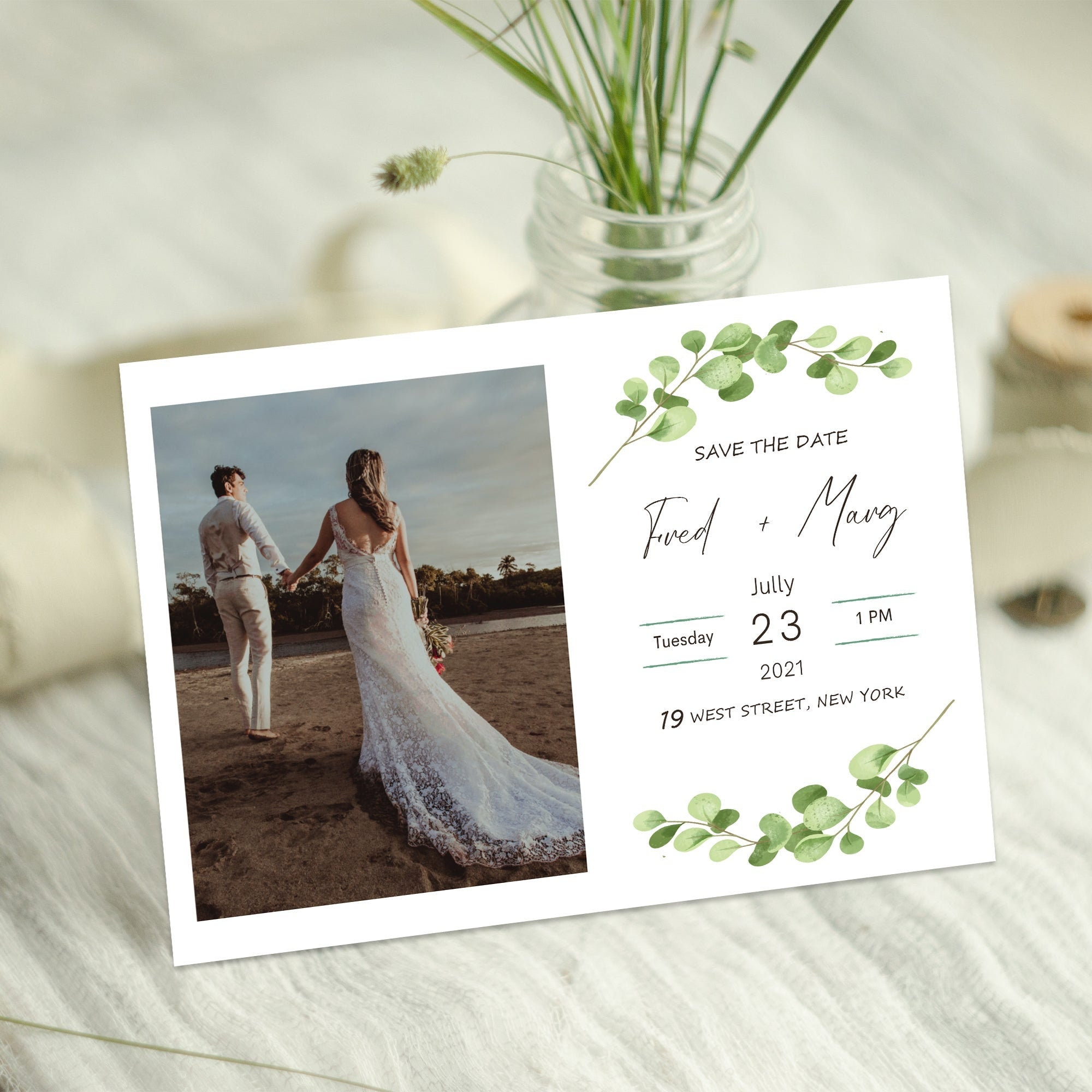 Custom Wedding Invitation on Magnet | 5x3 Inch Magnetic Save the Date ...