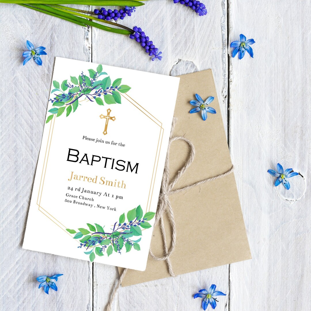 Elegant Baptism Religious Event Custom Photo Invitation Baptism ...