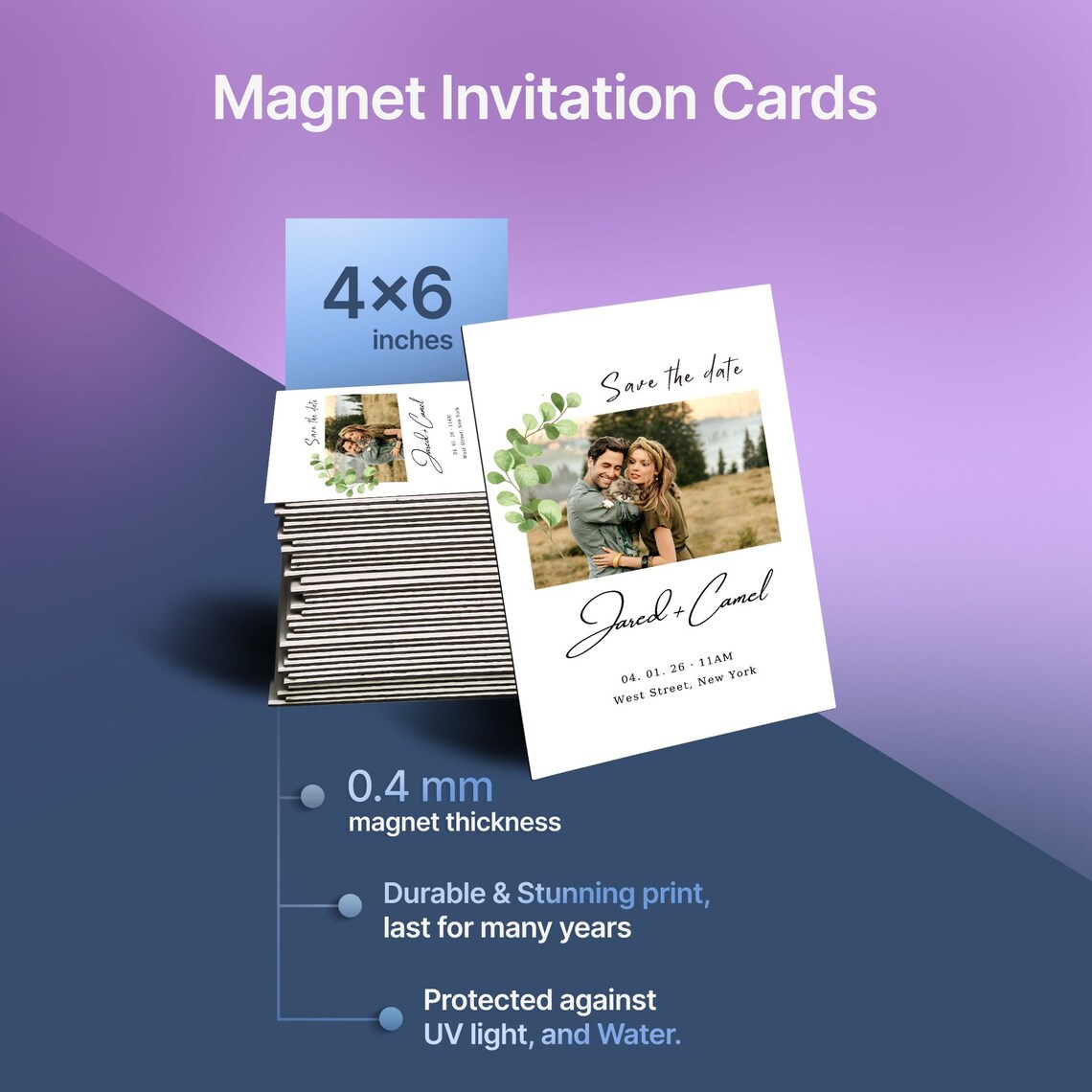 Custom Wedding Invitation on Magnet | 4x6 Inch Magnetic Save the Date ...