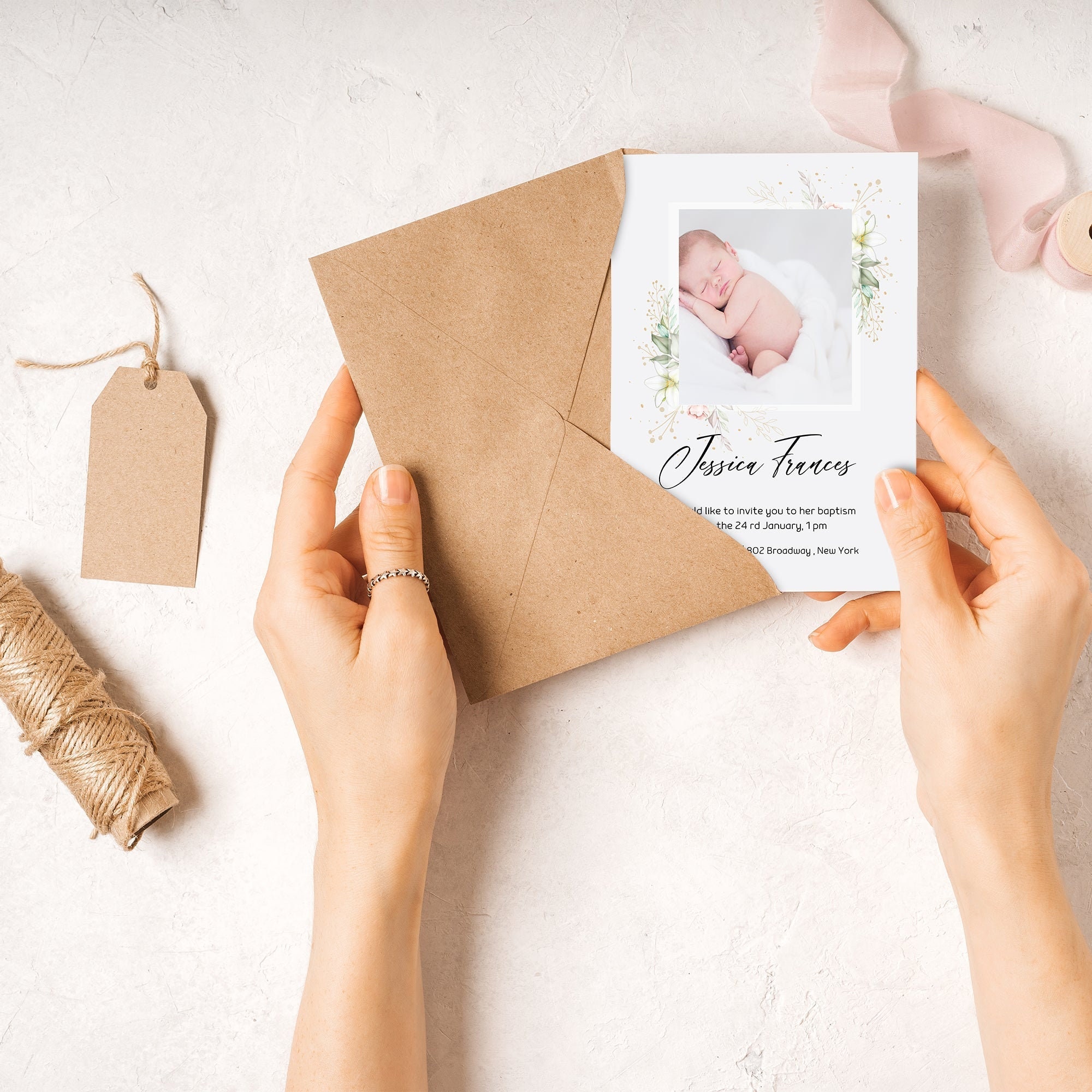 Elegant Baptism Religious Event Custom Photo Invitation Baptism ...