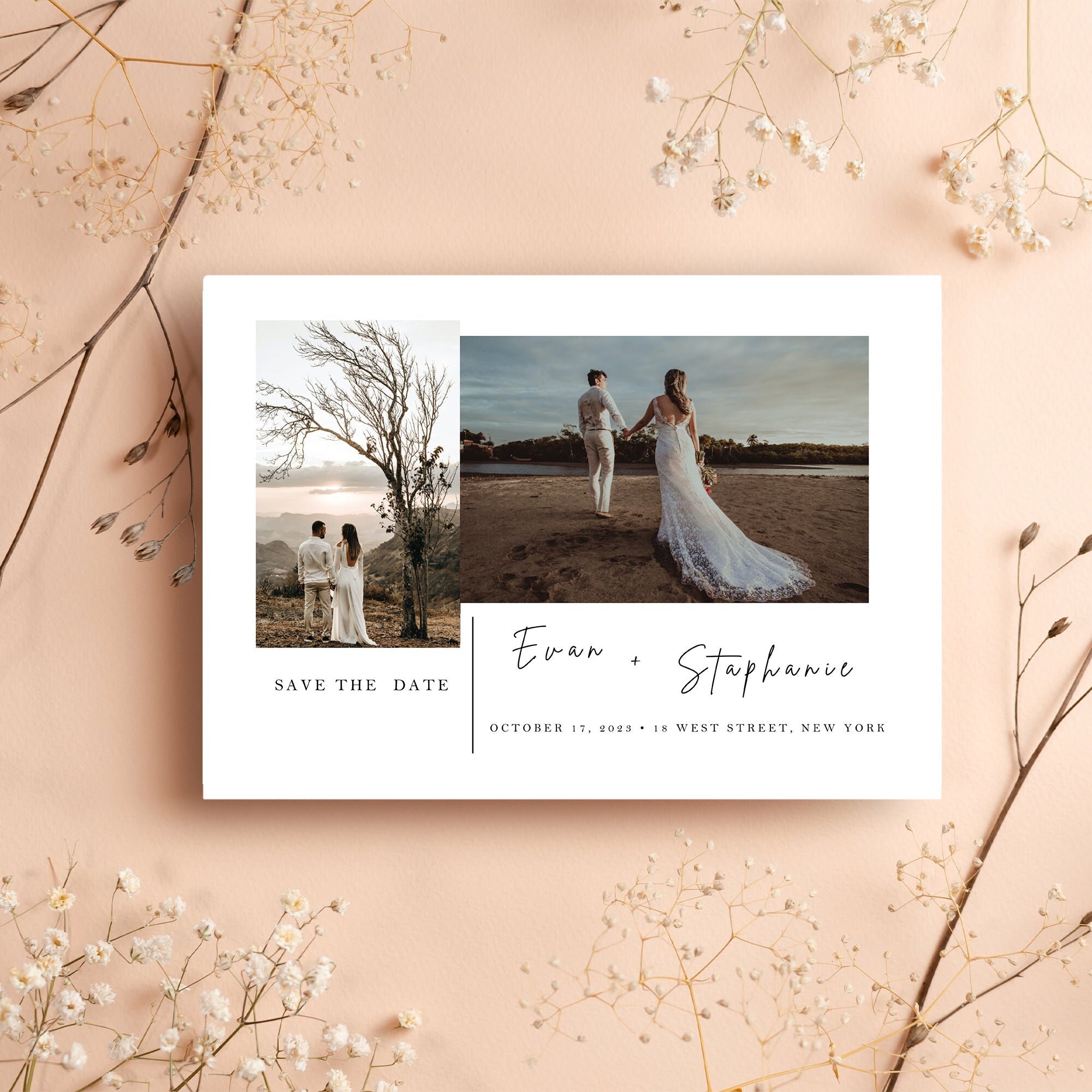 Custom Wedding Invitation on Magnet 5x3 Inch Magnetic Save the Date ...