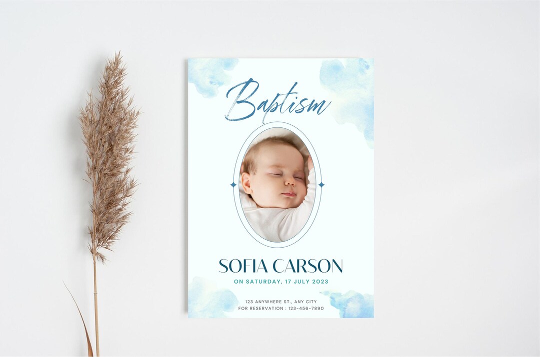 Elegant Baptism Religious Event Custom Photo Invitation Baptism ...