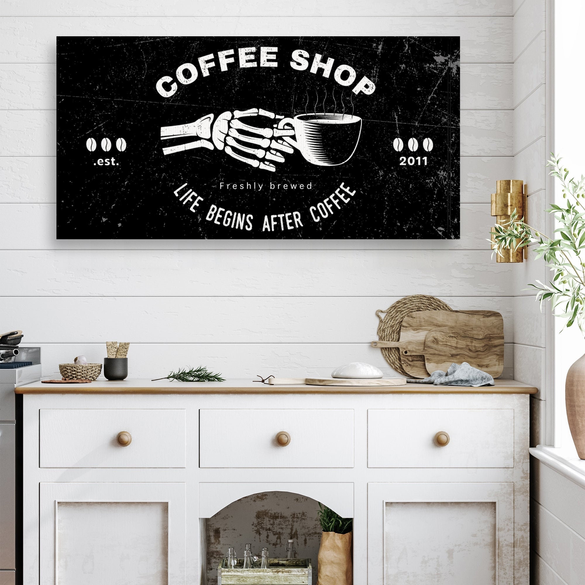 Coffee Shop Sign Custom Text Home Sign Modern Wall Art, Living Room ...
