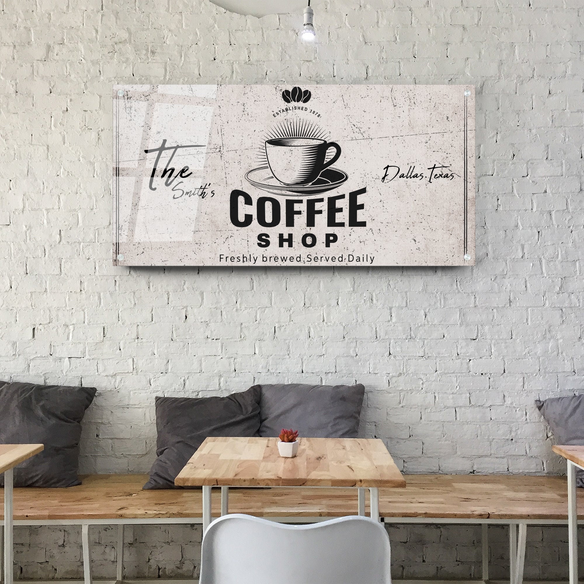 Letrero de cafetería Letrero de inicio de texto personalizado Arte de ...