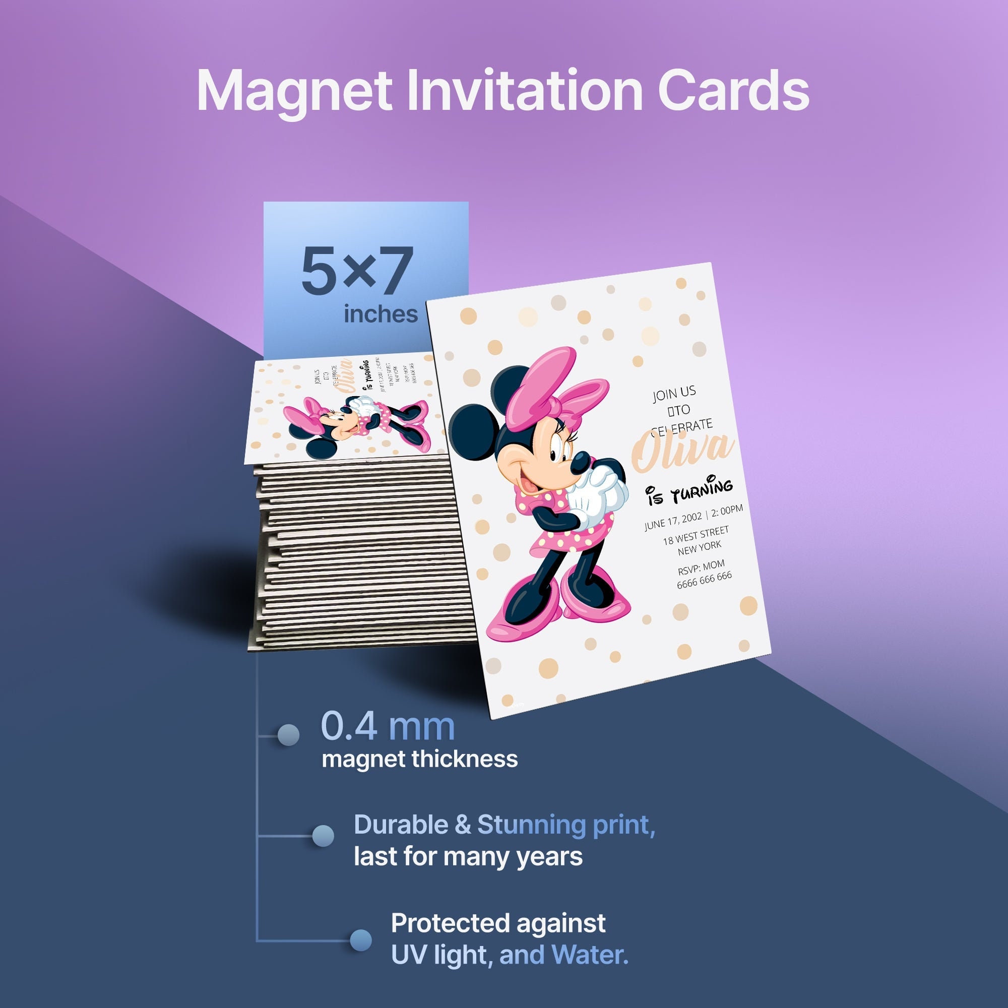 Custom Birthday Party Invitation on Magnet | 5x7 Inch Magnetic Cards ...