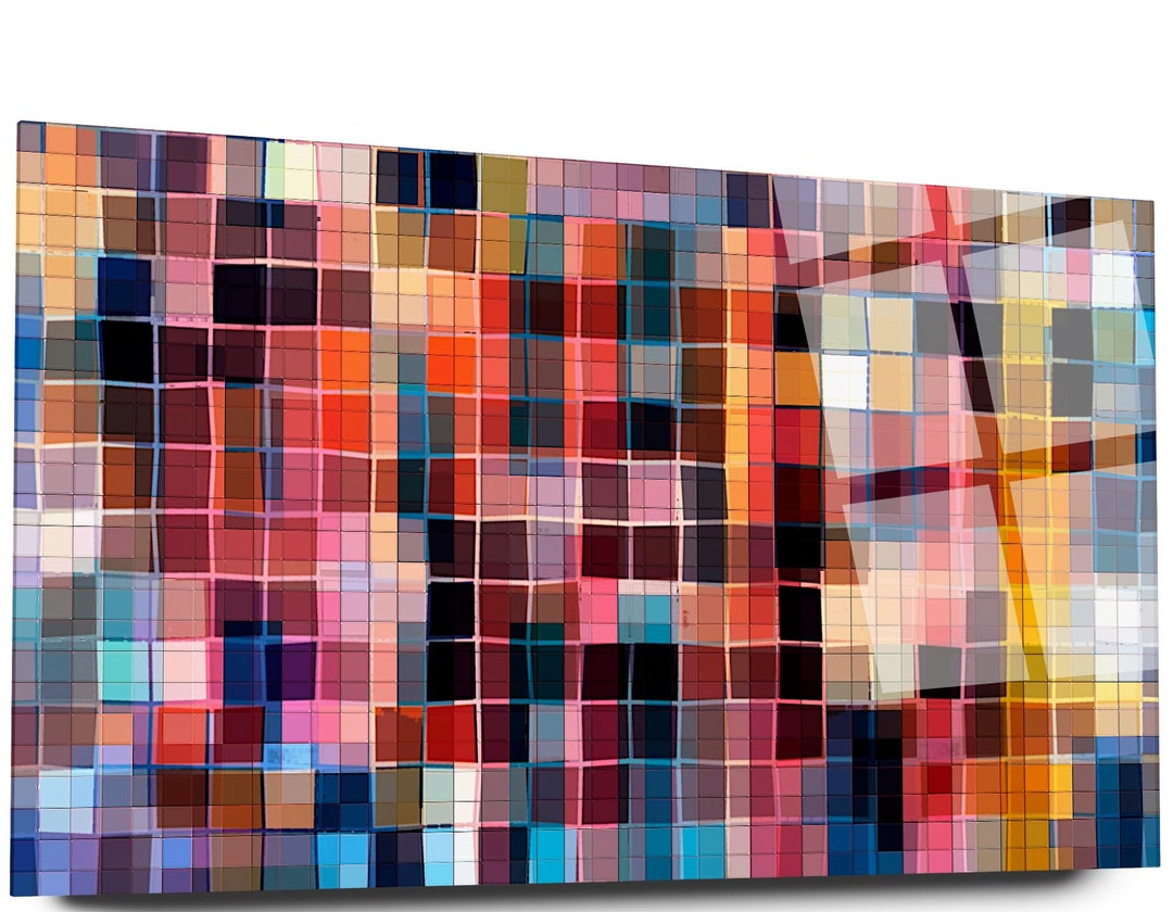 Multi Coloured Titles Tempered Glass Wall Art | Large Wall Art | Glass ...