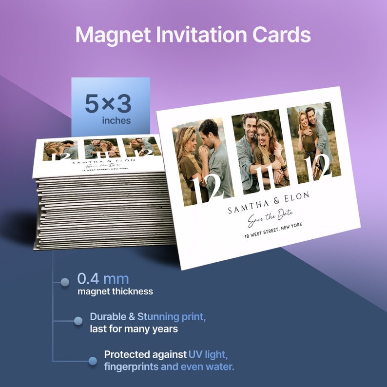 Custom Wedding Invitation on Magnet 5x3 Inch Magnetic Save the Date ...