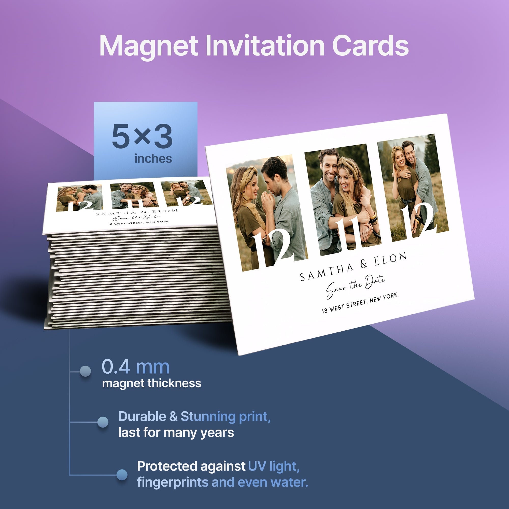 Custom Wedding Invitation on Magnet 5x3 Inch Magnetic Save the Date ...