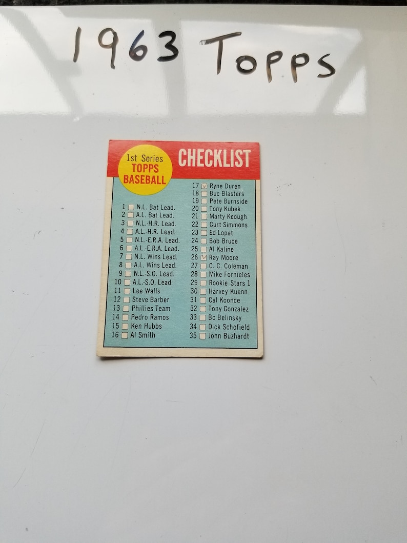 1963 Topps Baseball Checklist #79 - Etsy
