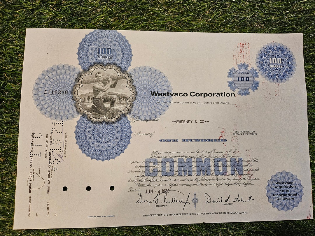 Westvaco Stock Certificate - Etsy