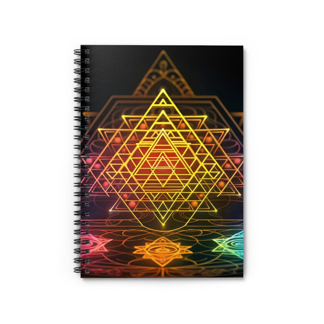Neon Glow Transcendental Pyramid Sri Yantra Spiral Notebook - Ruled ...