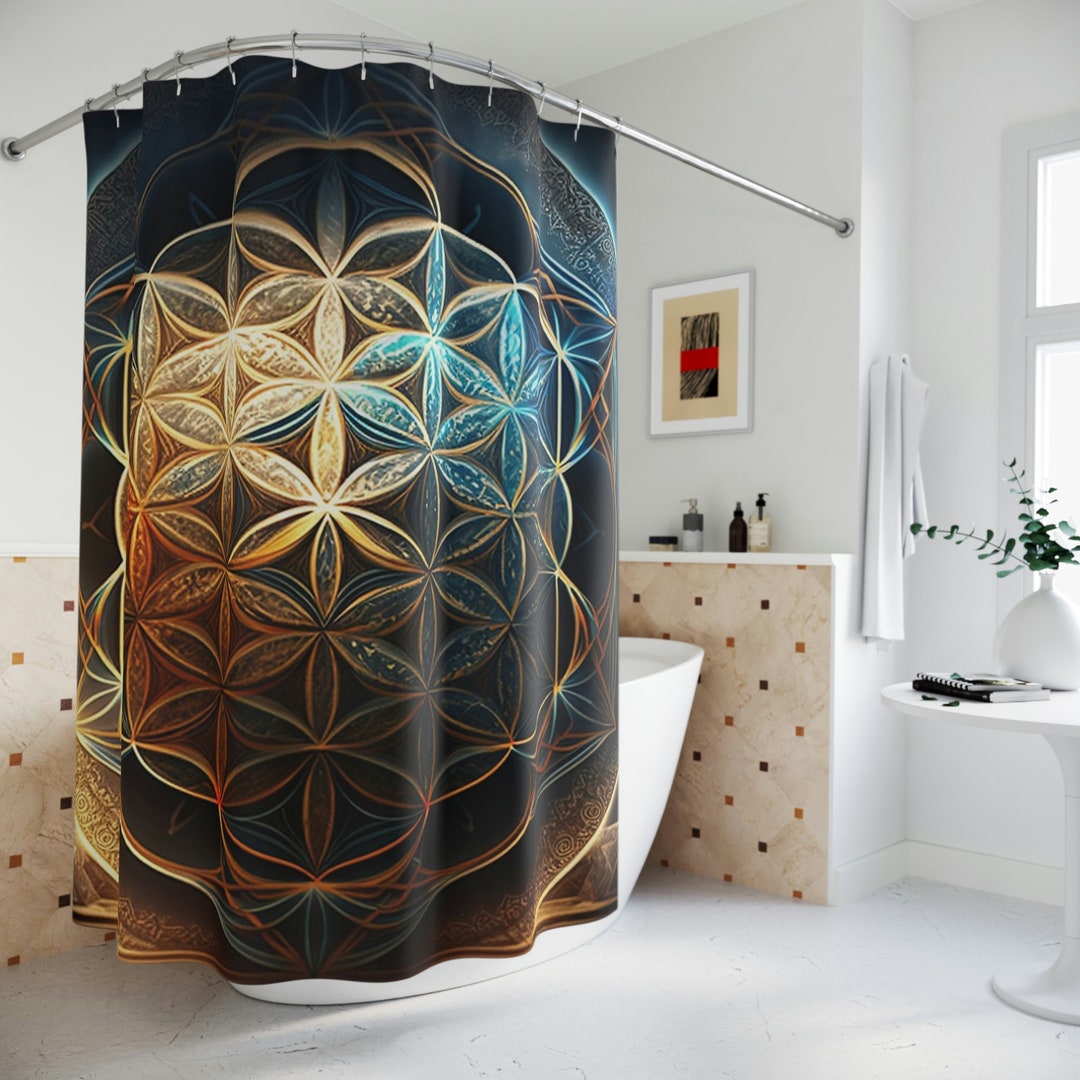Colorful Shimmering Flower of Life Shower Curtain | Colorful Shower ...