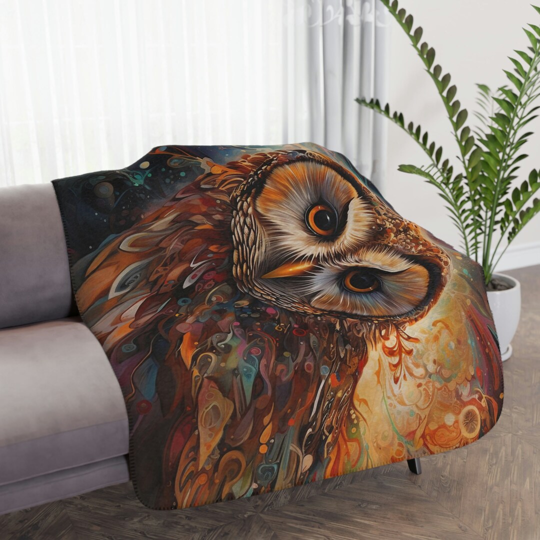 Colorful Owl Shamanic Vision Quest Throw Blanket Mandala Bed - Etsy