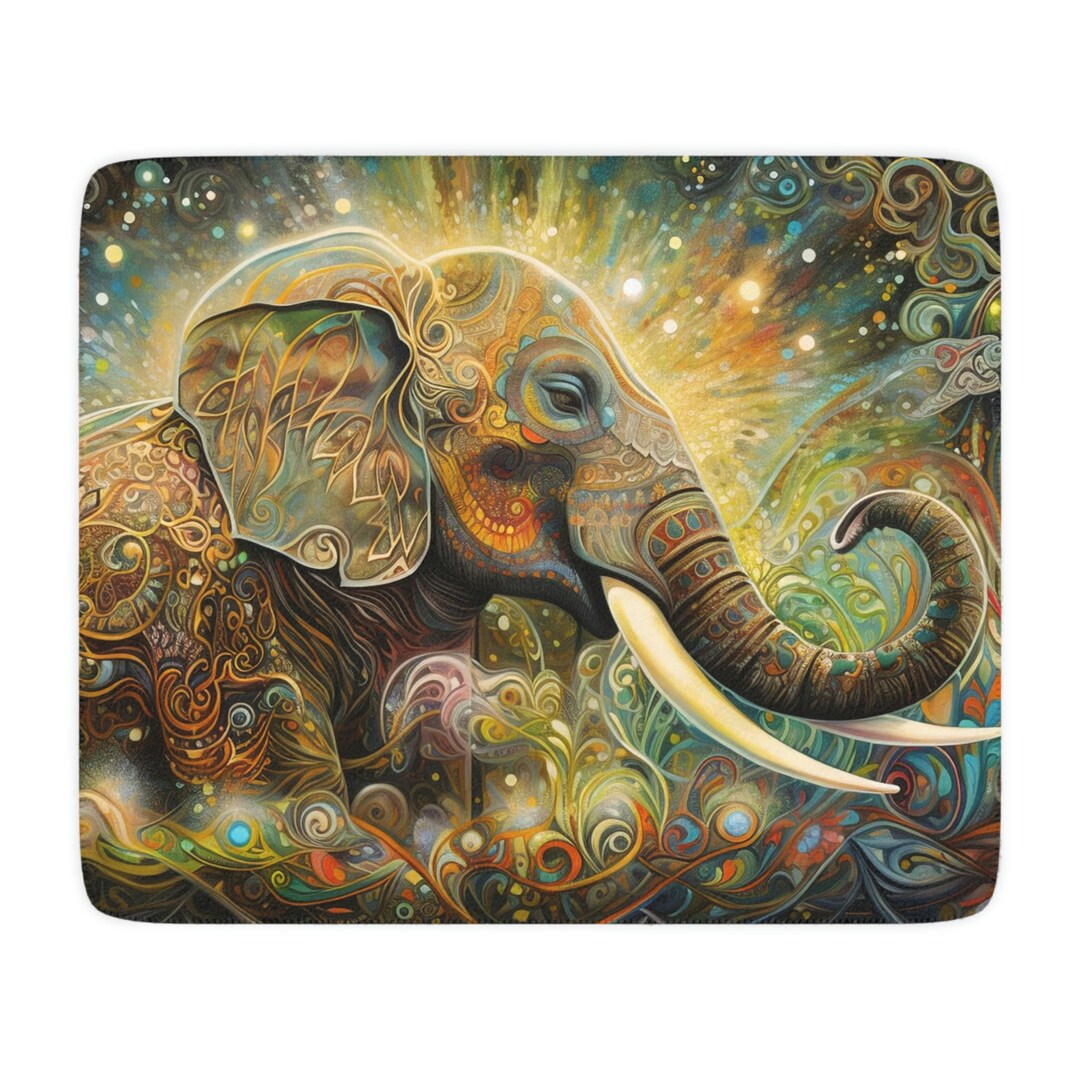 Shamanic Elephant Vision Quest Sherpa Throw Blanket, Visionary Art, Bed ...