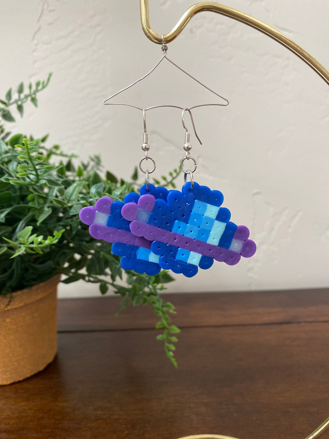 Perler Bead Planet Earrings Space Outer Space Planet With Rings - Etsy