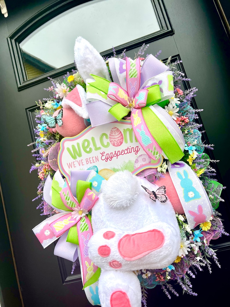 Easter Bunny Wreath, Easter Wreath, Easter Swag, Easter Door Decor ...