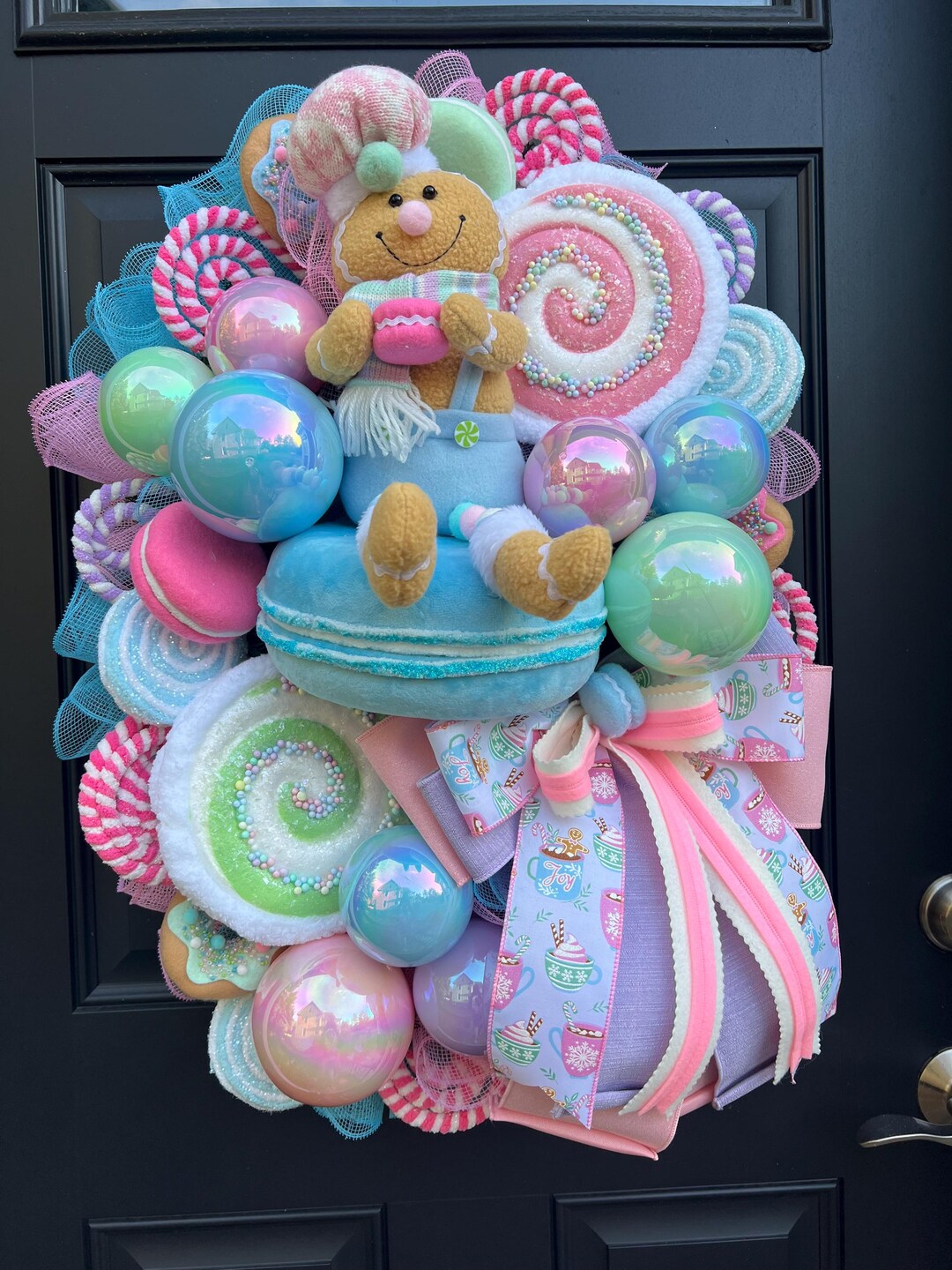 Gingerbread Wreath, Pink and Blue Wreath, Candyland Wreath, Gingerbread ...