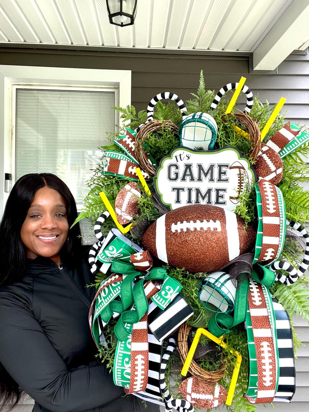 Football Wreath, Sports Wreath, Fall Decor, Fall Wreath, Football Sign ...