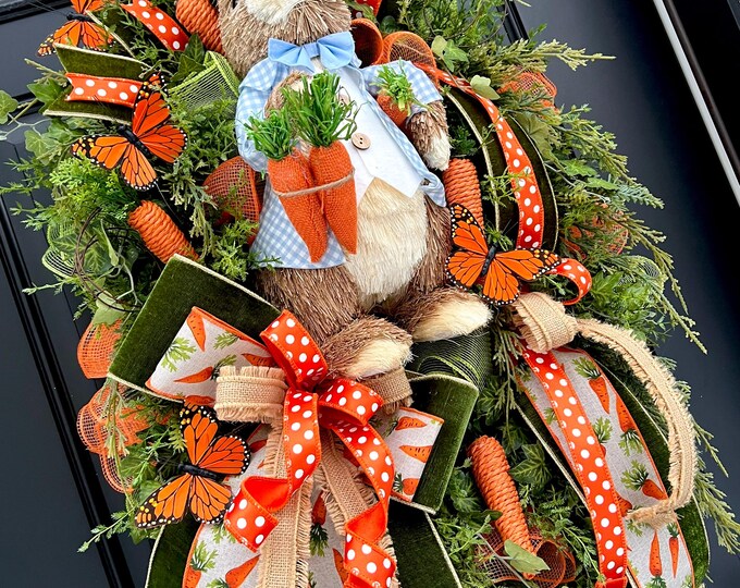 Spring Wreath, Easter Wreath, Easter Bunny Door Wreath, Bunny Easter ...