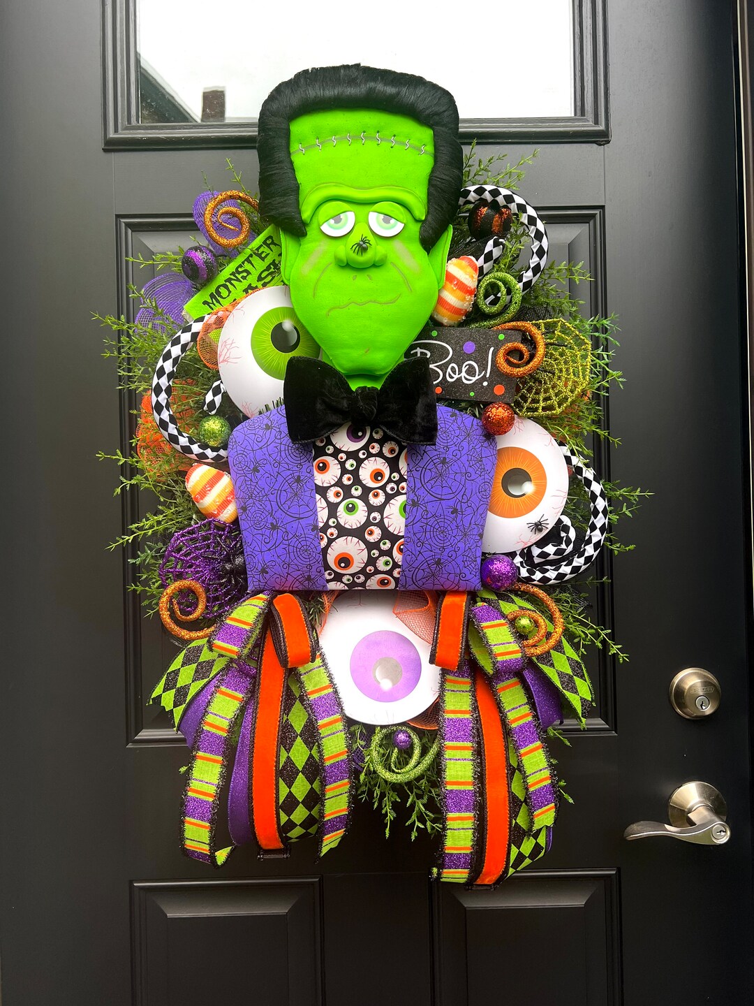 Halloween Wreath, Frankenstein Halloween Wreath, Halloween Monster ...