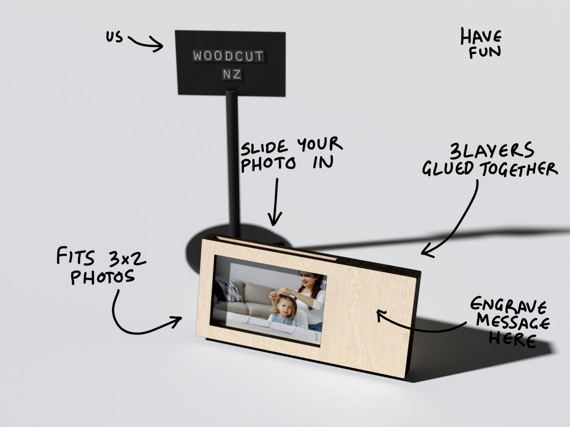 Laser Cut Slot in Picture Frame - 3 X 2 Photo - Laser Cut Wood Picture ...