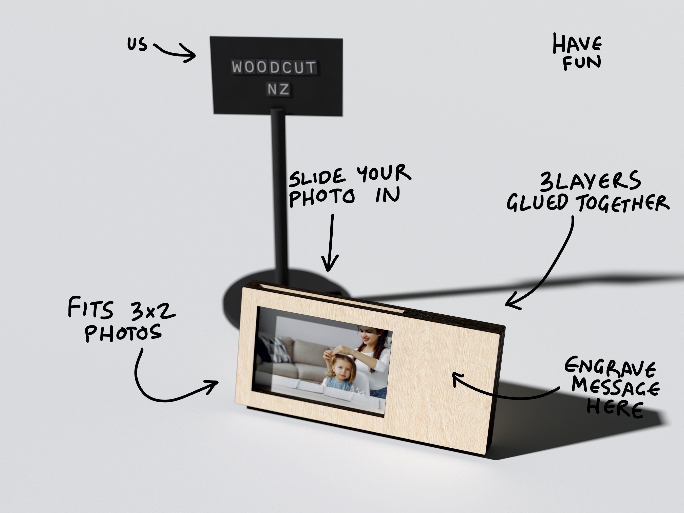 Laser Cut Slot in Picture Frame - 3 X 2 Photo - Laser Cut Wood Picture ...