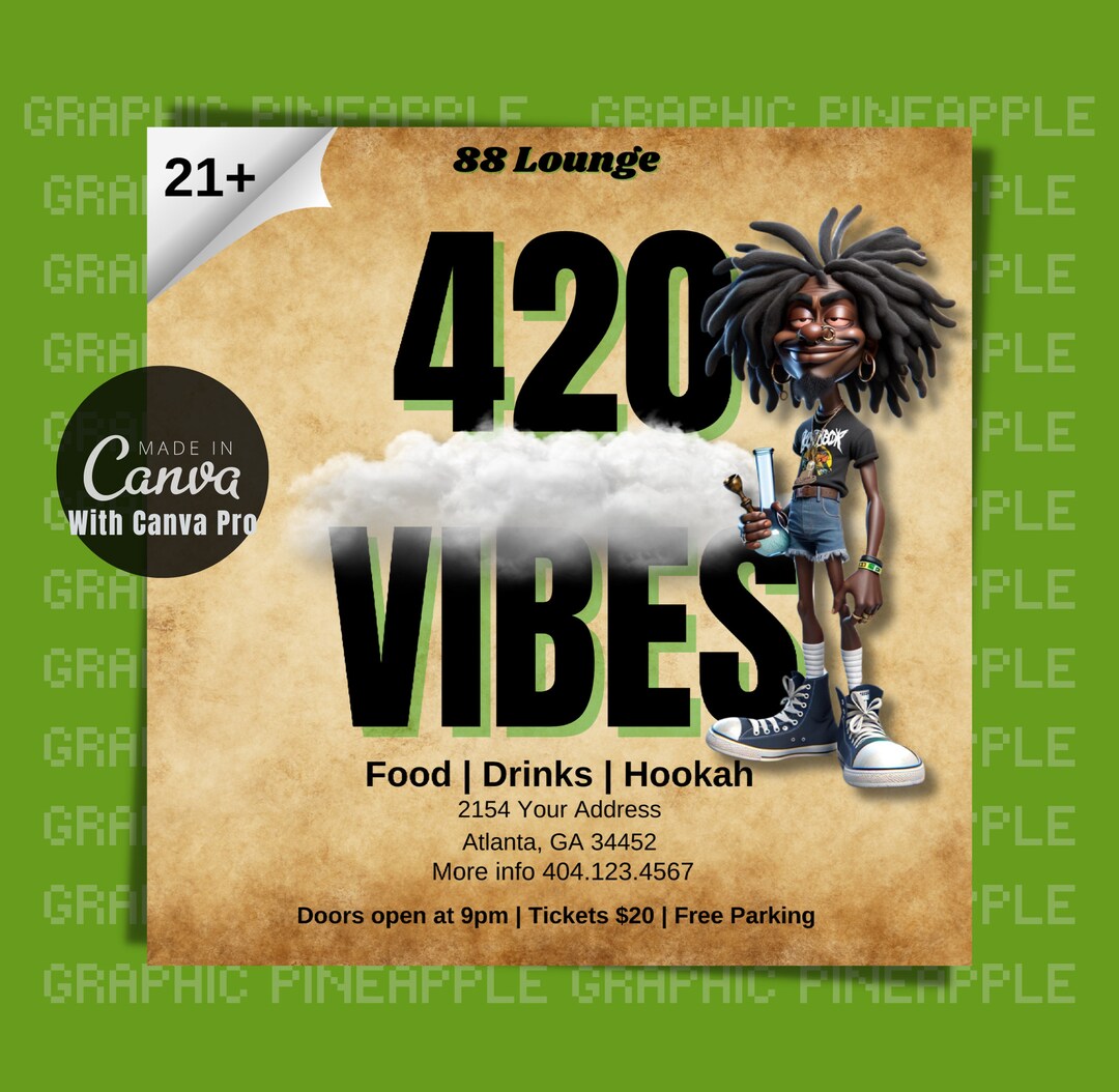 420 Party Flyer, Club Flyer, Party Invitation, CANVA PRO Template ...