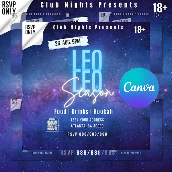 Leo Season Club Flyer - Etsy