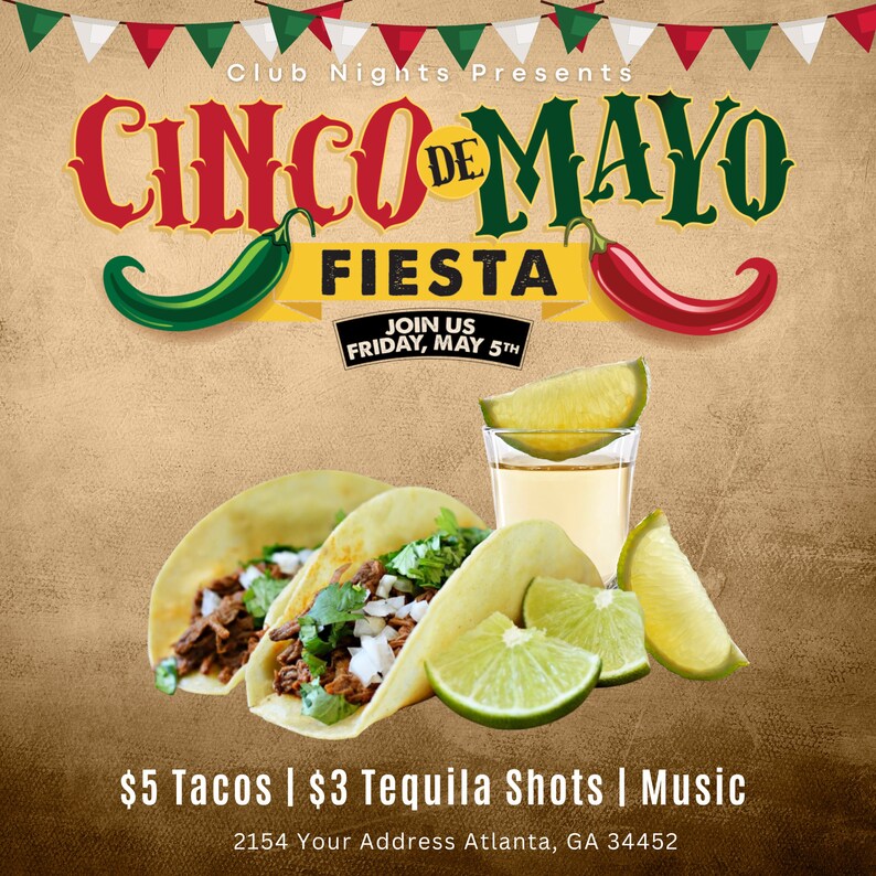 Cinco De Mayo Flyer, Party Flyer, Event Flyer, Tacos and Tequila Flyer ...