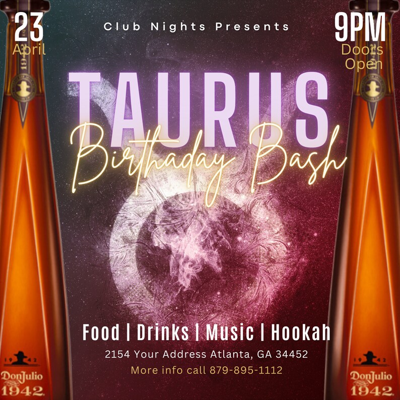 Taurus Party Flyer Taurus Flyer Party Flyer Birthday Flyer - Etsy