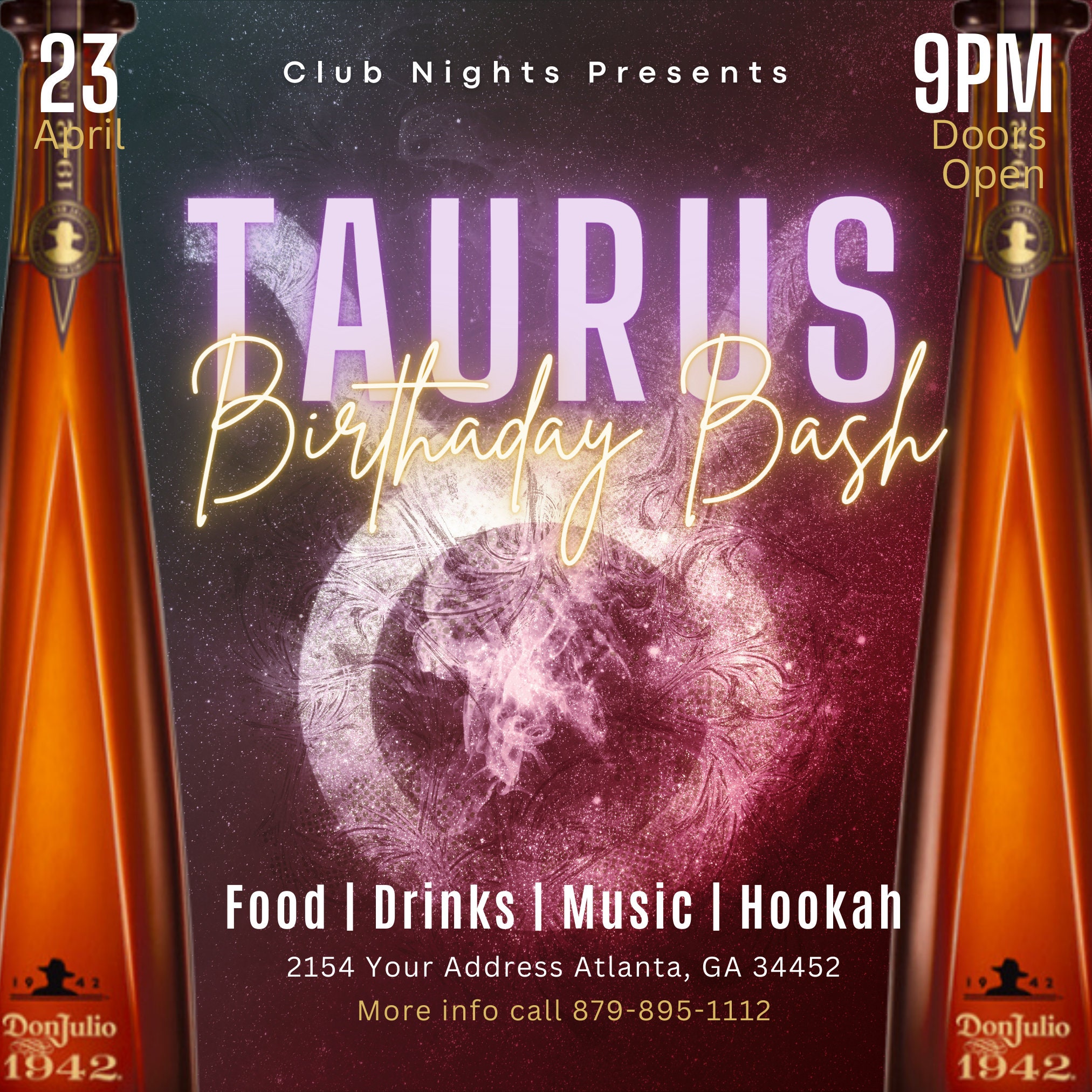 Taurus Party Flyer, Taurus Flyer, Party Flyer, Birthday Flyer, DIY ...