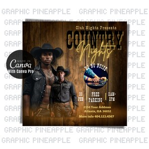 Cowboy Flyer, Western Party Flyer, Club Flyer, Canva Pro Template ...