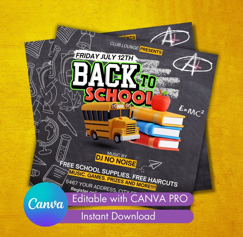 Back to School Flyer, Back to School Event, Canva PRO Template, Event ...